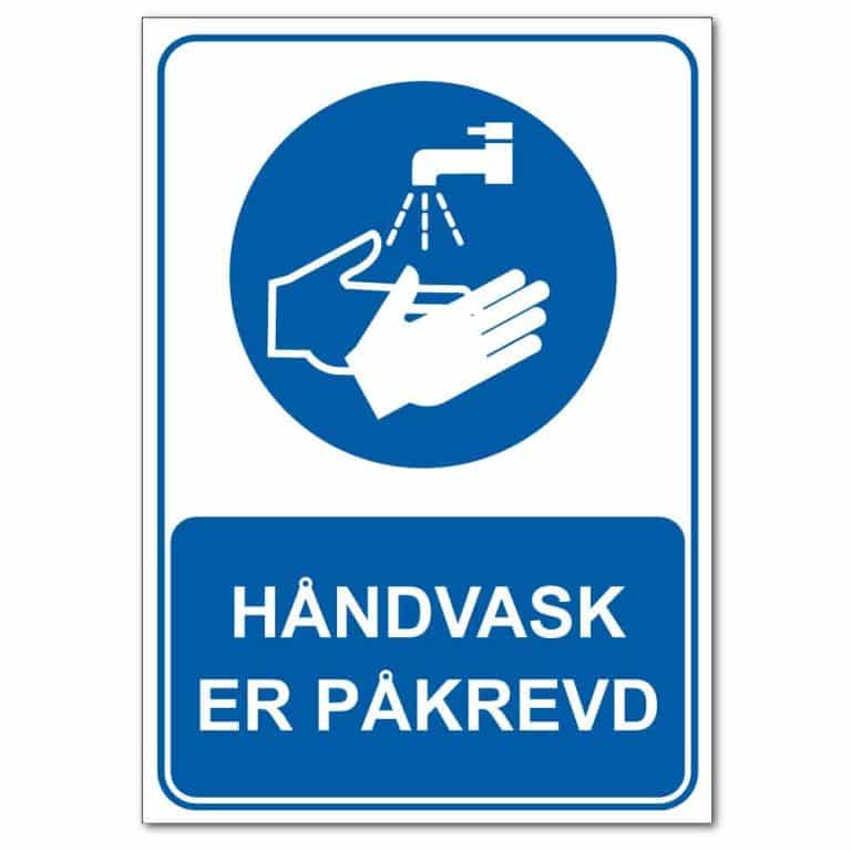 Påbudsskilt - Håndvask er påkrevd