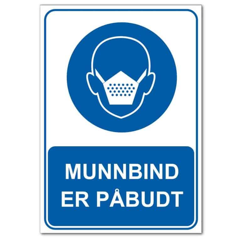 Påbudsskilt - Munnbind er påbudt