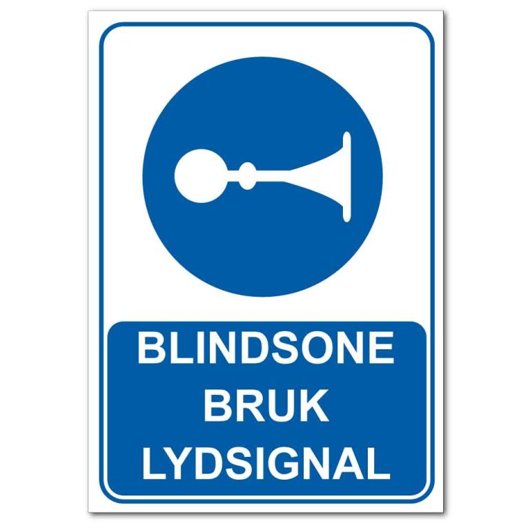 Påbudsskilt - blindsone bruk lydsignal
