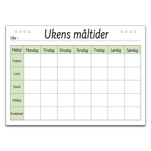 Whiteboard tavle - Ukens måltider