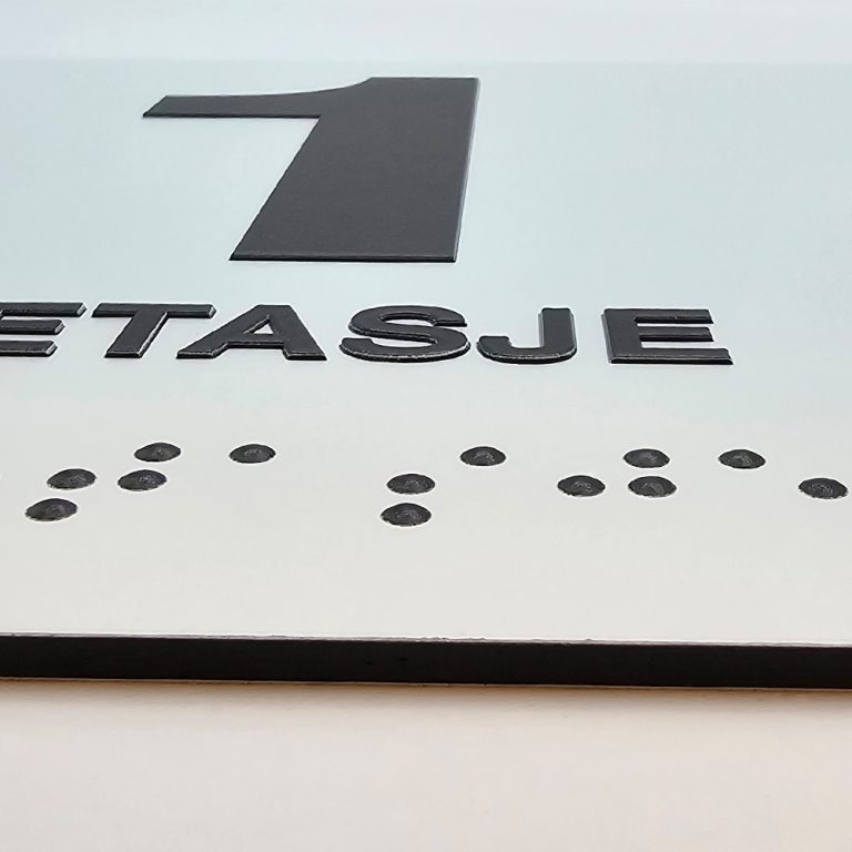 Taktile skilt - Rulletrapp Opp - Hvit Alu Panel